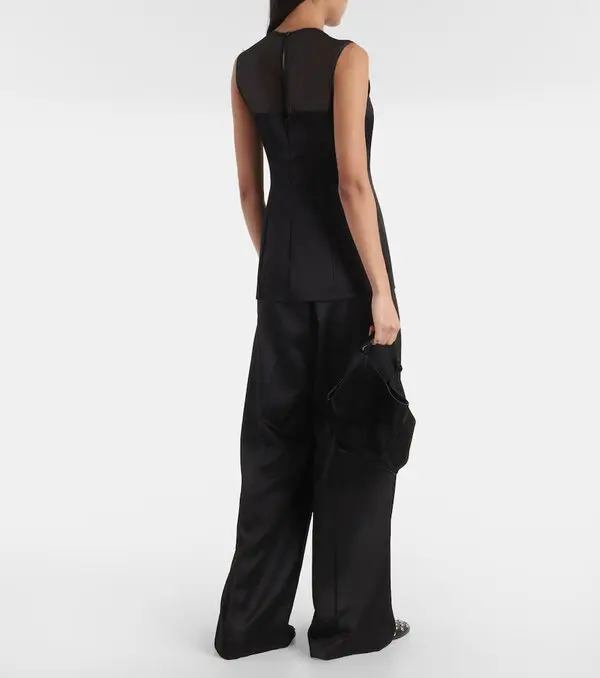 Khaite Sasmo Silk-paneled Satin Top - Black