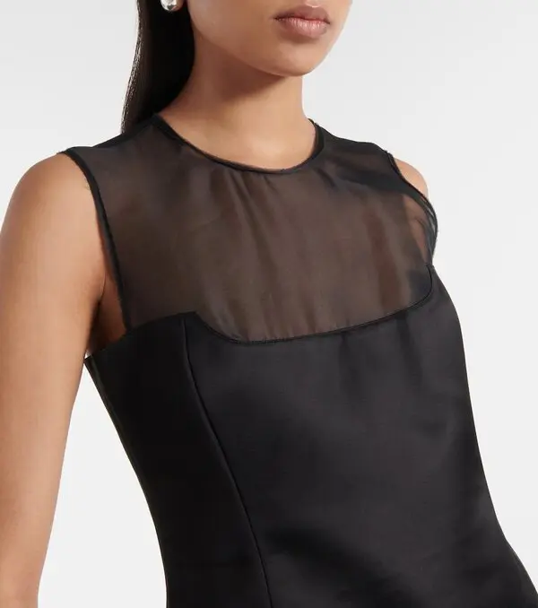 Khaite Sasmo Silk-paneled Satin Top - Black