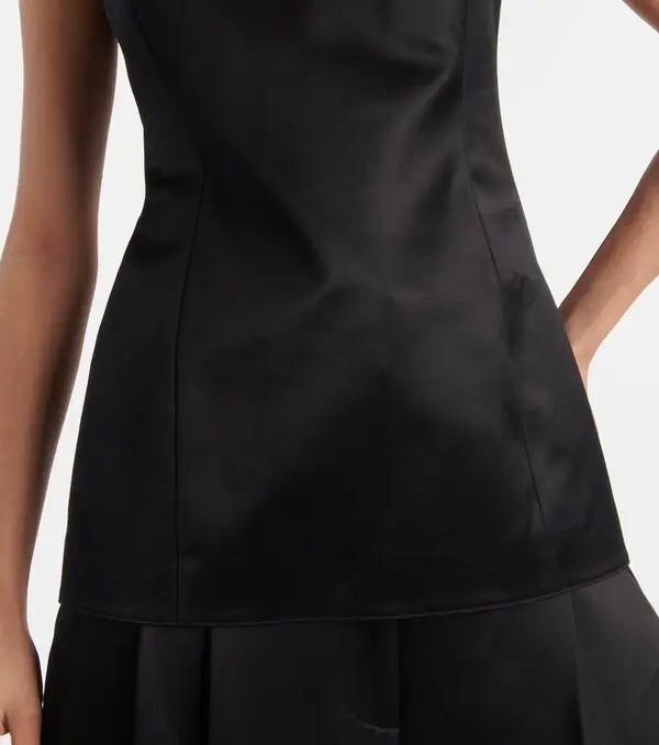 Khaite Sasmo Silk-paneled Satin Top - Black