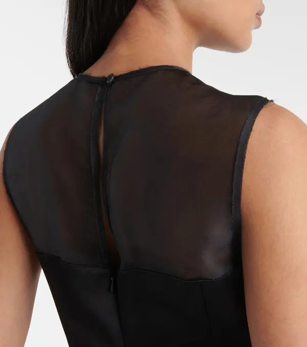 Khaite Sasmo Silk-paneled Satin Top - Black
