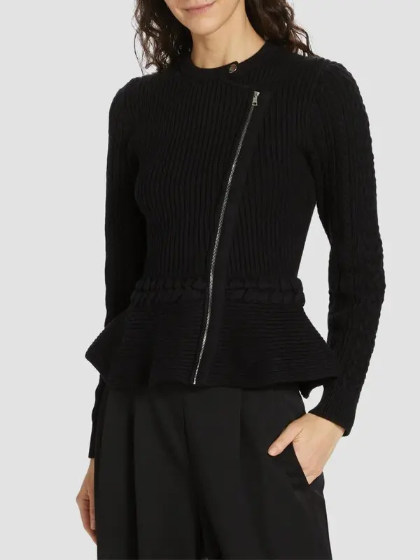 Simkhai Andi Knit Peplum Jacket - Black