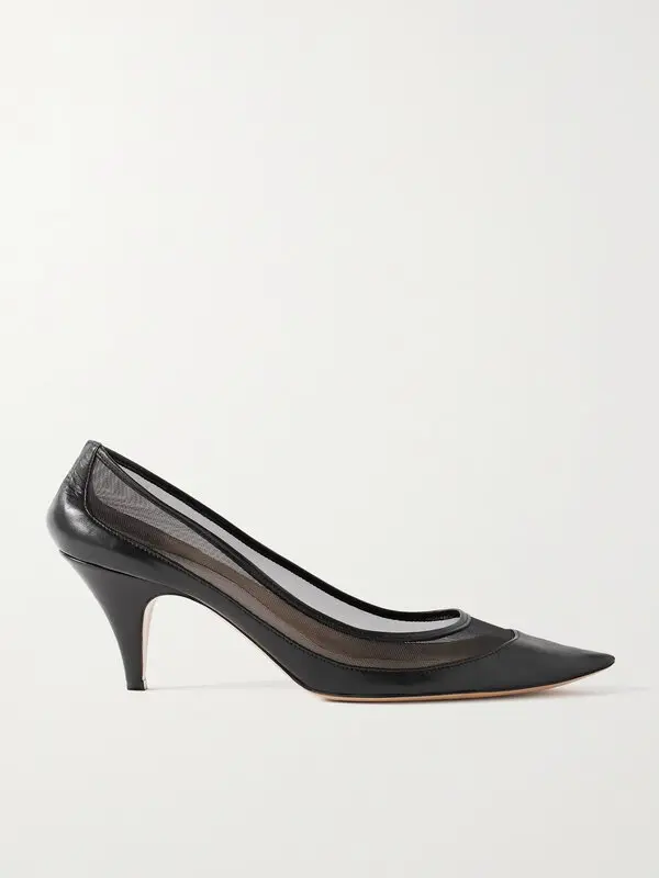 Khaite River Iconic Leather And Mesh Pumps