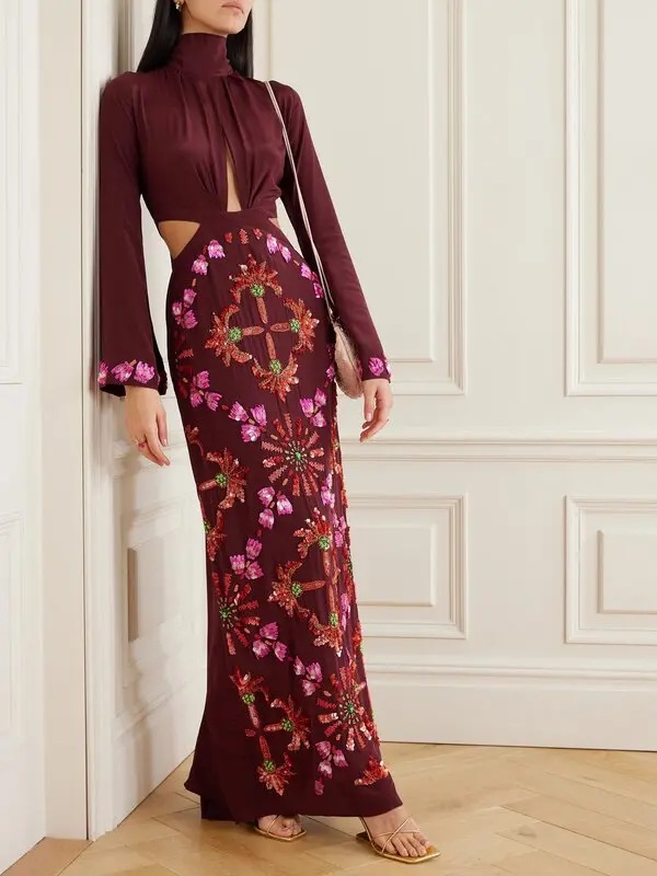 johanna ortiz sequin dress Johanna Ortiz Net Sustain Aurora MáGica Sequin-Embellished Silk Maxi Dress  In Red - 40% Off