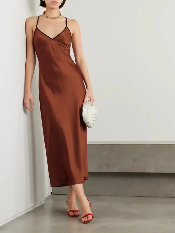 La Ligne Boudoir Open-Back Satin Maxi Dress In Brown - 50% Off |  Editorialist