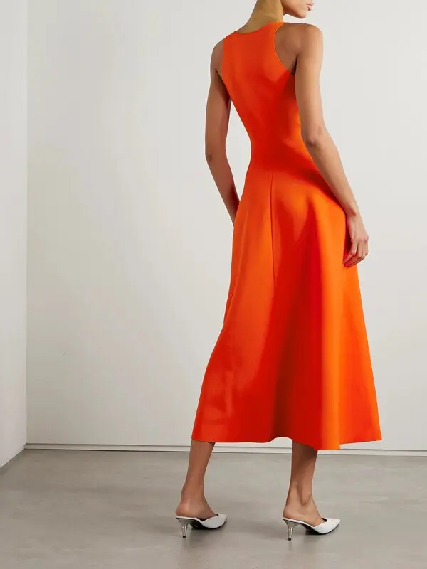 Brandon Maxwell Stretch-Knit Midi Dress In Orange 70% Off