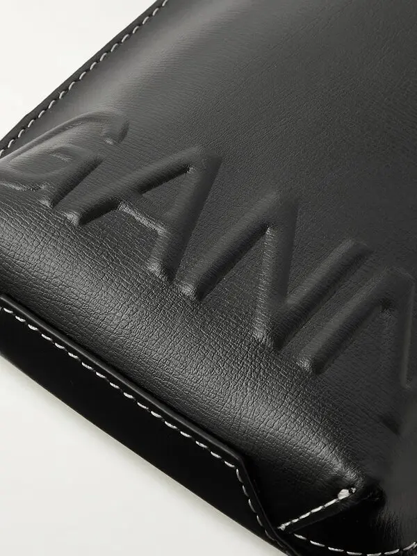 GANNI Banner Small Embossed Recycled Leather-blend Shoulder Bag