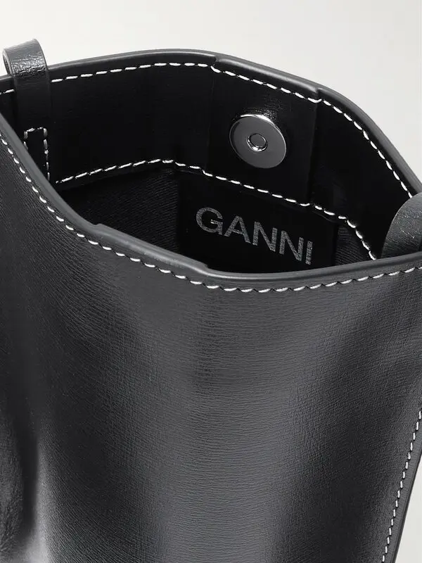 GANNI Banner Small Embossed Recycled Leather-blend Shoulder Bag