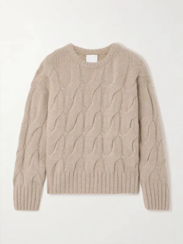 ALLUDE Cable-knit Cashmere And Silk-blend Sweater - Cream