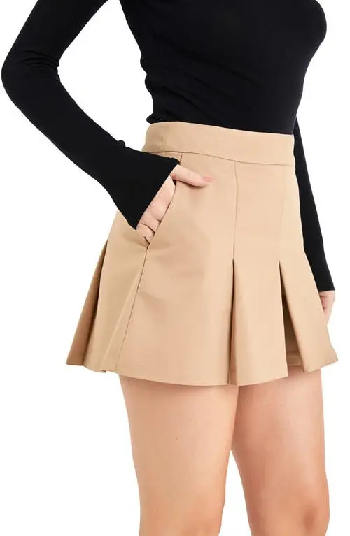 English Factory Pleated Skort - Taupe