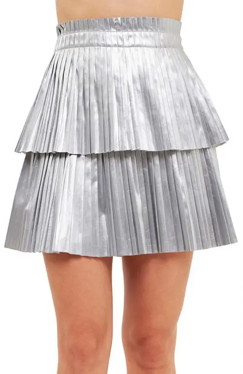 Endless Rose Pleated Faux Leather Mini Skirt