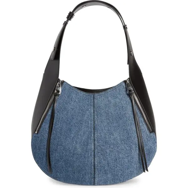 Alexander McQueen The Skull Denim Hobo Bag