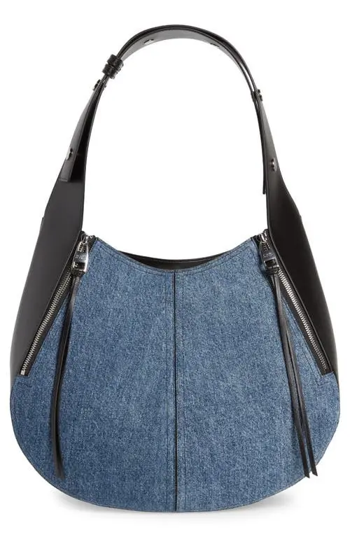 Alexander McQueen The Skull Denim Hobo Bag