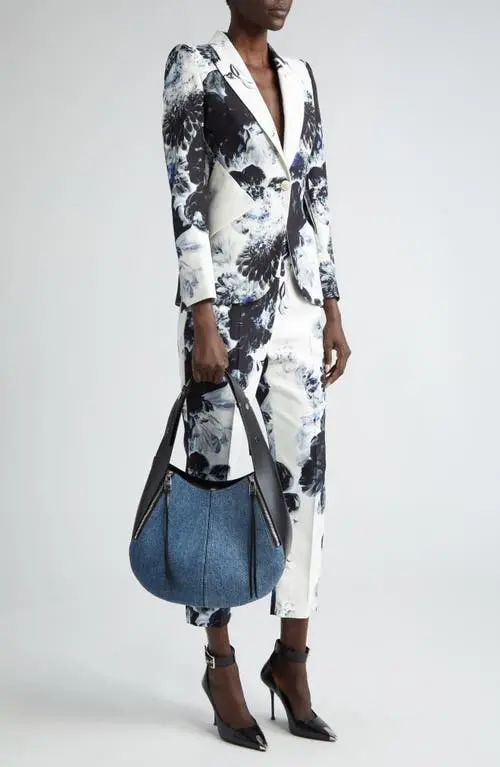 Alexander McQueen The Skull Denim Hobo Bag