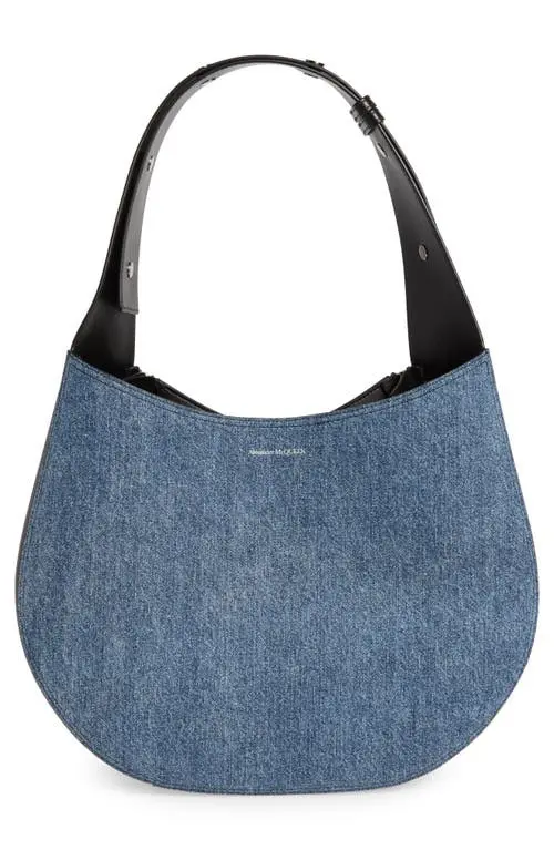 Alexander McQueen The Skull Denim Hobo Bag