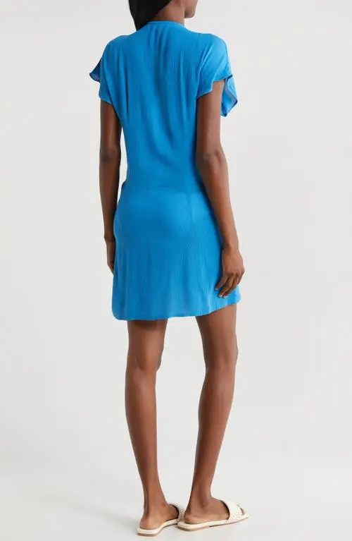 Elan Tie Front Cover-up Wrap Dress - Blue Bright