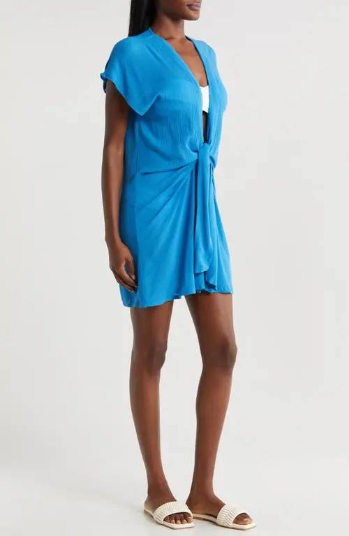 Elan Tie Front Cover-up Wrap Dress - Blue Bright
