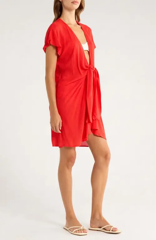 Elan Tie Front Cover-up Wrap Dress