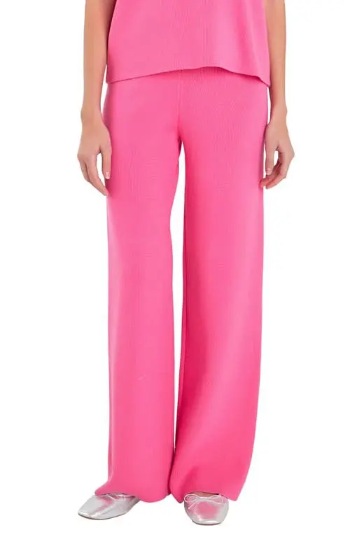 English Factory Flare Leg Knit Pants - Pink