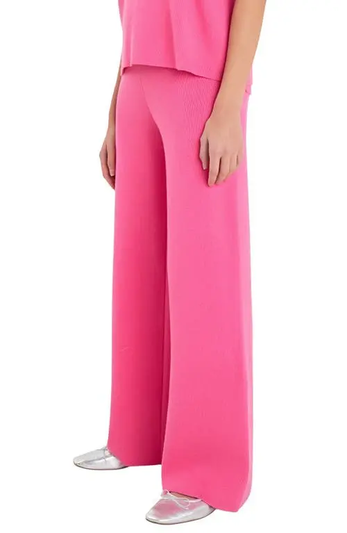 English Factory Flare Leg Knit Pants - Pink