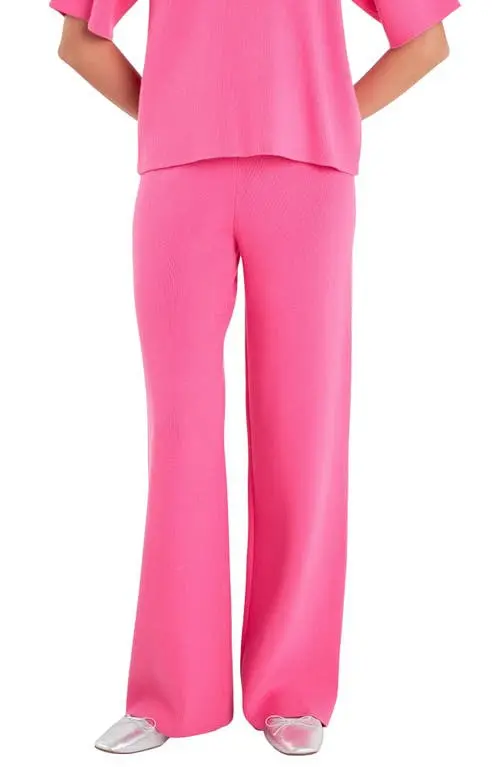 English Factory Flare Leg Knit Pants - Pink