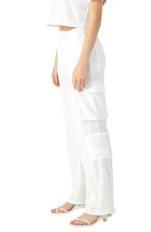 Endless Rose Sequin Cargo Pants - Clear