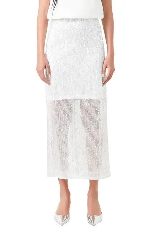 GREY LAB Sequin Maxi Skirt - White