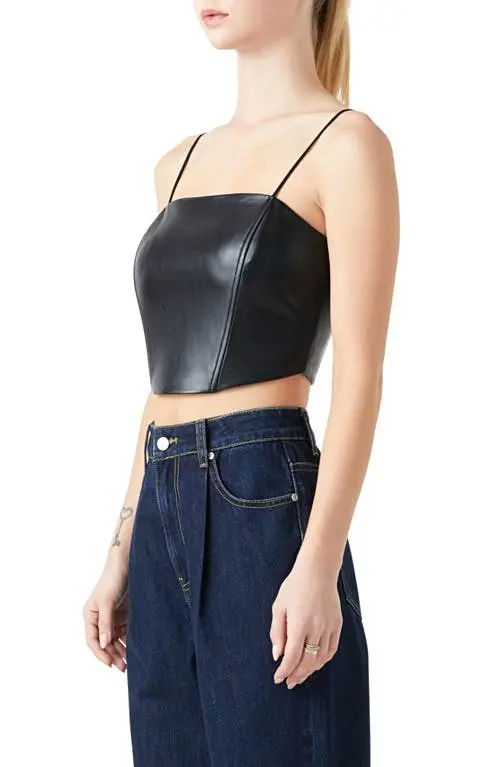GREY LAB Faux Leather Crop Top