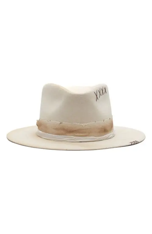 MODERN MONARCHIE Distressed Wool Fedora - Off White