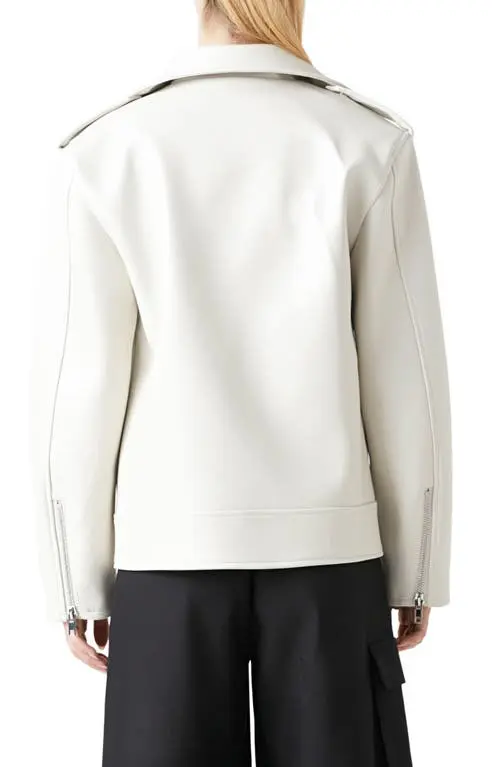GREY LAB Padded Shoulder Faux Leather Biker Jacket
