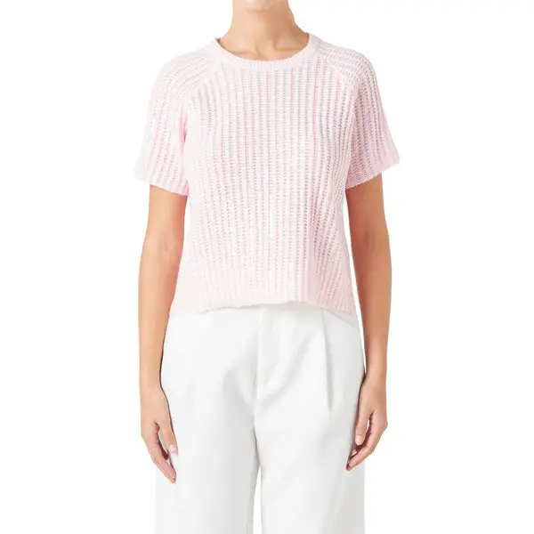 Endless Rose Sequin Ribbed Knit Sweater - Light Pink