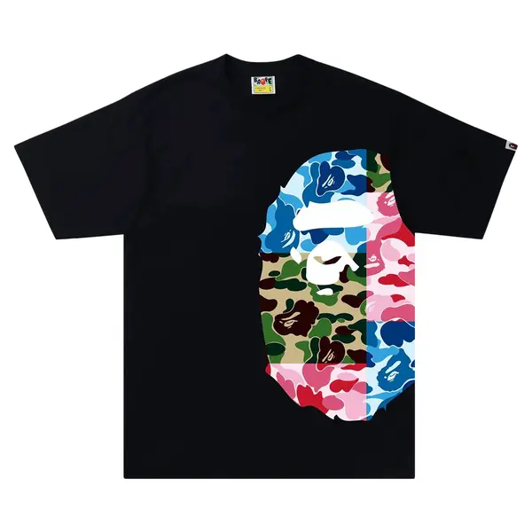 A BATHING APE Abc Camo Crazy Side Big Ape Head Tee - Black