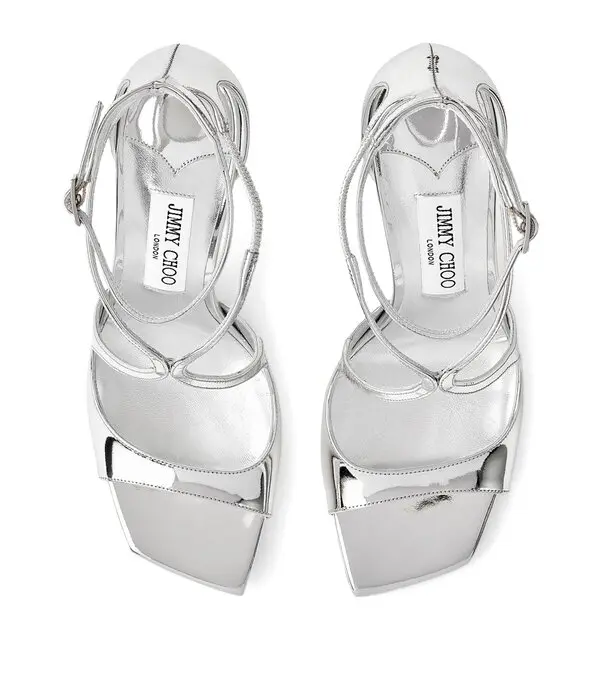 JIMMY CHOO Azia 95 Leather Sandals - Silver