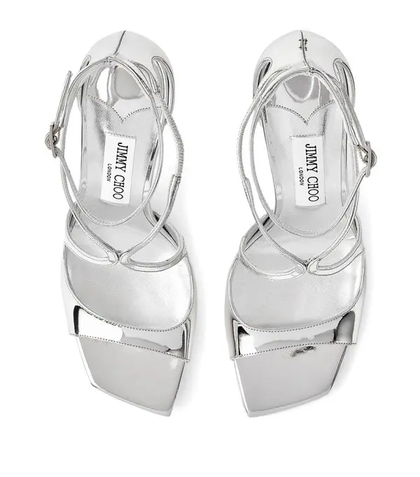 JIMMY CHOO Azia 95 Leather Sandals - Silver
