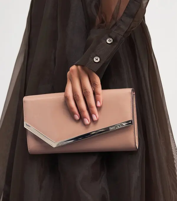 JIMMY CHOO Leather Emmie Clutch - Pink