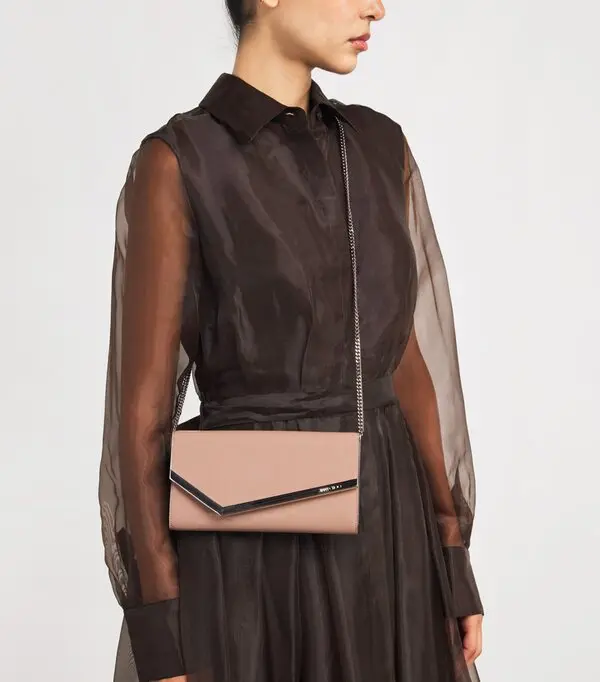 JIMMY CHOO Leather Emmie Clutch - Pink