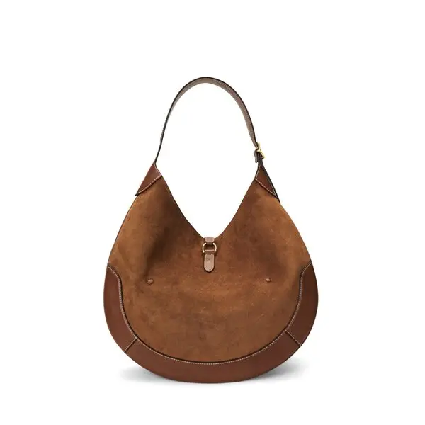 Ralph Lauren Polo Id Suede Shoulder Bag - Cinnamon/cuoio