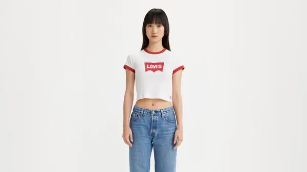 LEVI'S Graphic Logo Ringer Cropped T-shirt
