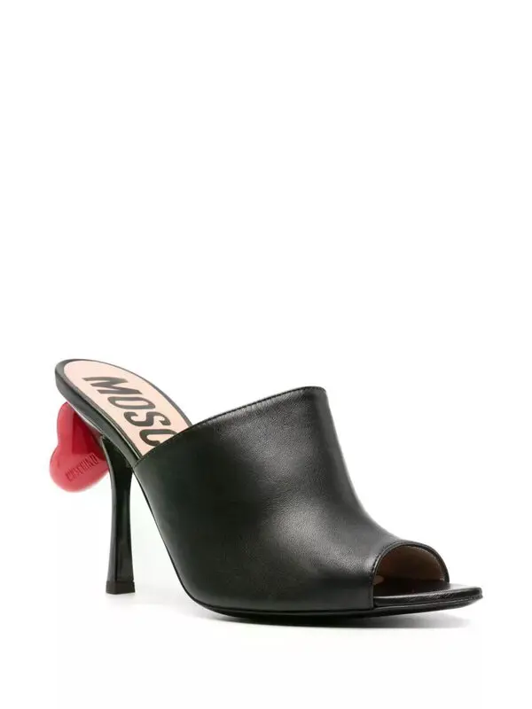 Moschino 100mm Heart-detail Leather Mules - Black