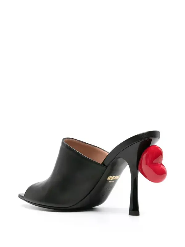 Moschino 100mm Heart-detail Leather Mules - Black