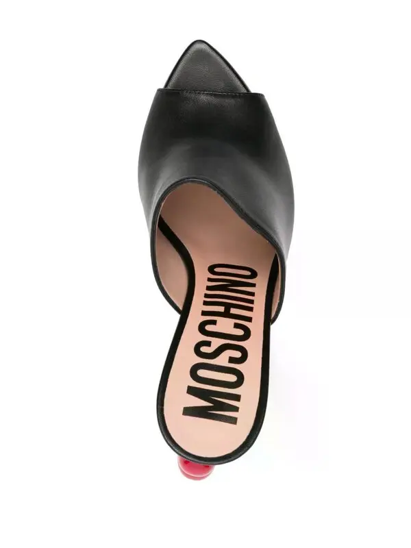 Moschino 100mm Heart-detail Leather Mules - Black