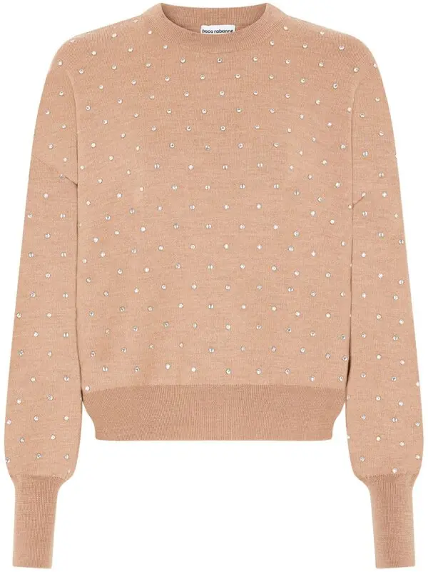 Rabanne Crystal-embellished Wool Jumper - Neutrals