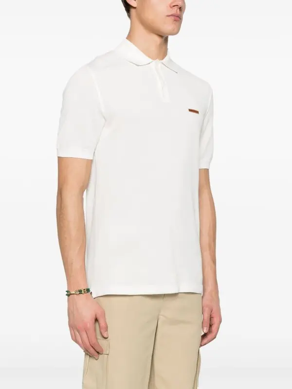 Zegna Piqué Cotton Polo Shirt - White