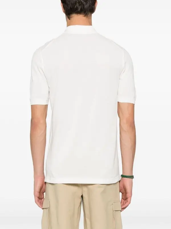 Zegna Piqué Cotton Polo Shirt - White
