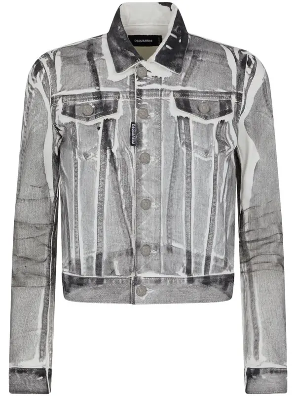 Dsquared2 Distressed Denim Jacket - Grey