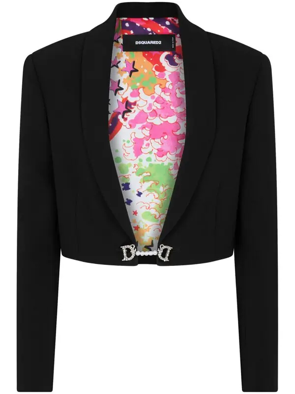 Dsquared2 Logo-plaque Cropped Blazer - Black