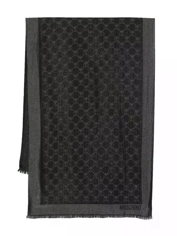 Moschino Lamé Logo-jacquard Scarf - Black