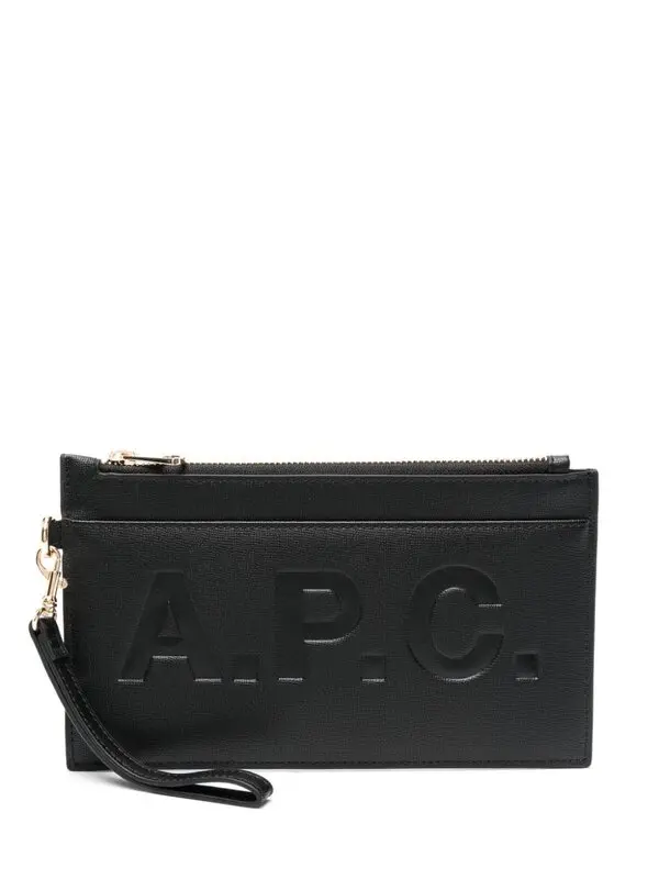 A.p.c. Logo Debossed Wristlet - Black