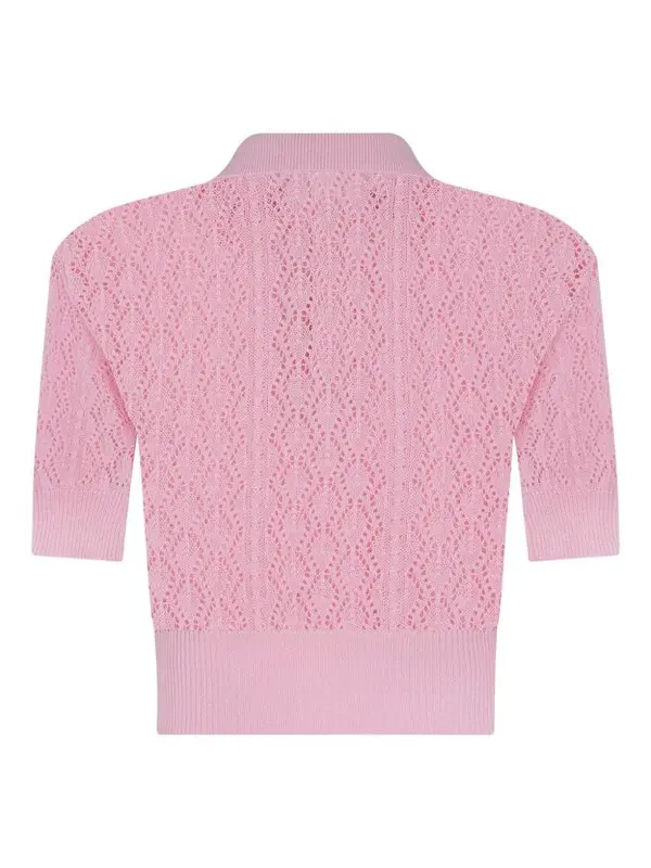 Dsquared2 Pointelle-knit Cropped Polo Top