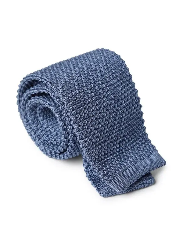 Brunello Cucinelli Silk Knit Neck Tie - Blue