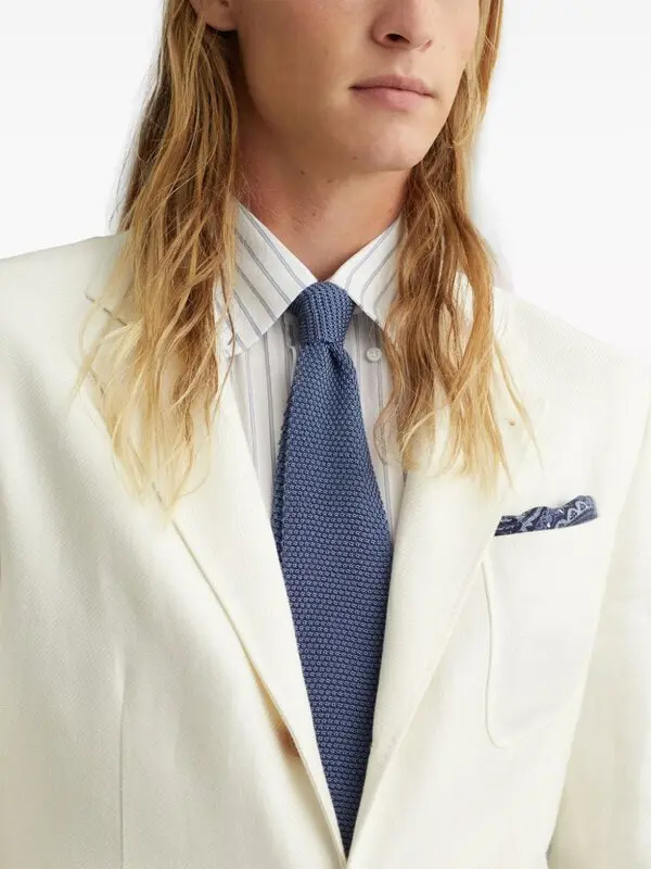 Brunello Cucinelli Silk Knit Neck Tie - Blue